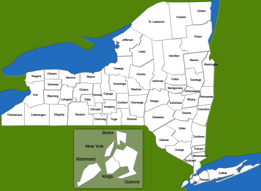 Map Of New York State Counties | Color 2018 Map Of New York State Counties | Color 2018